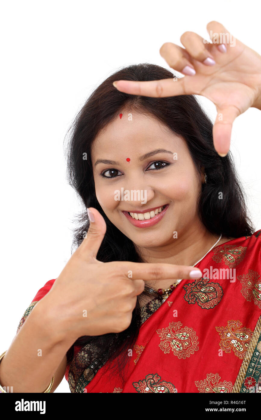 Pretty girl making frame hands hi-res stock photography and images - Alamy