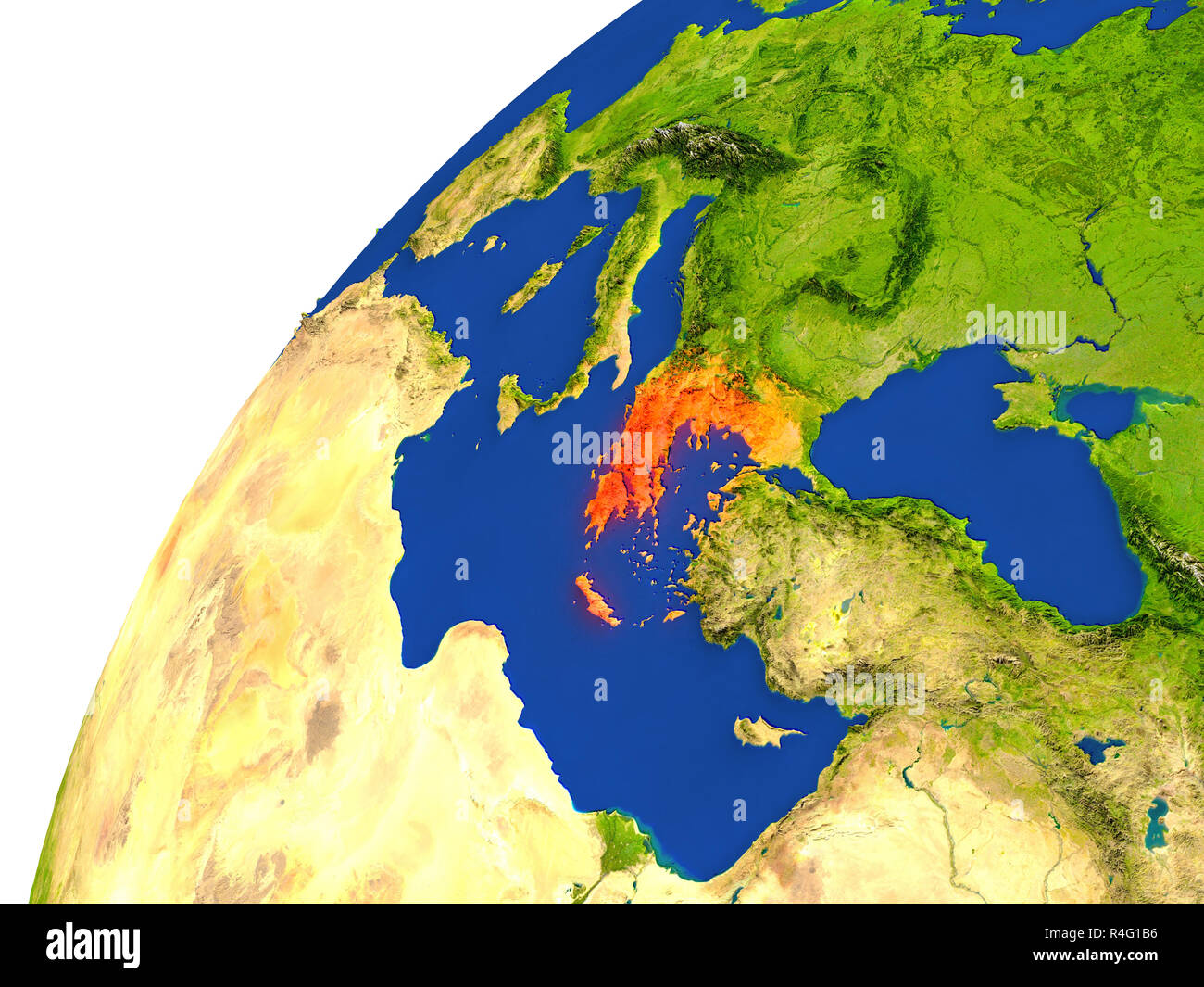 Country of Greece satellite view Stock Photo - Alamy