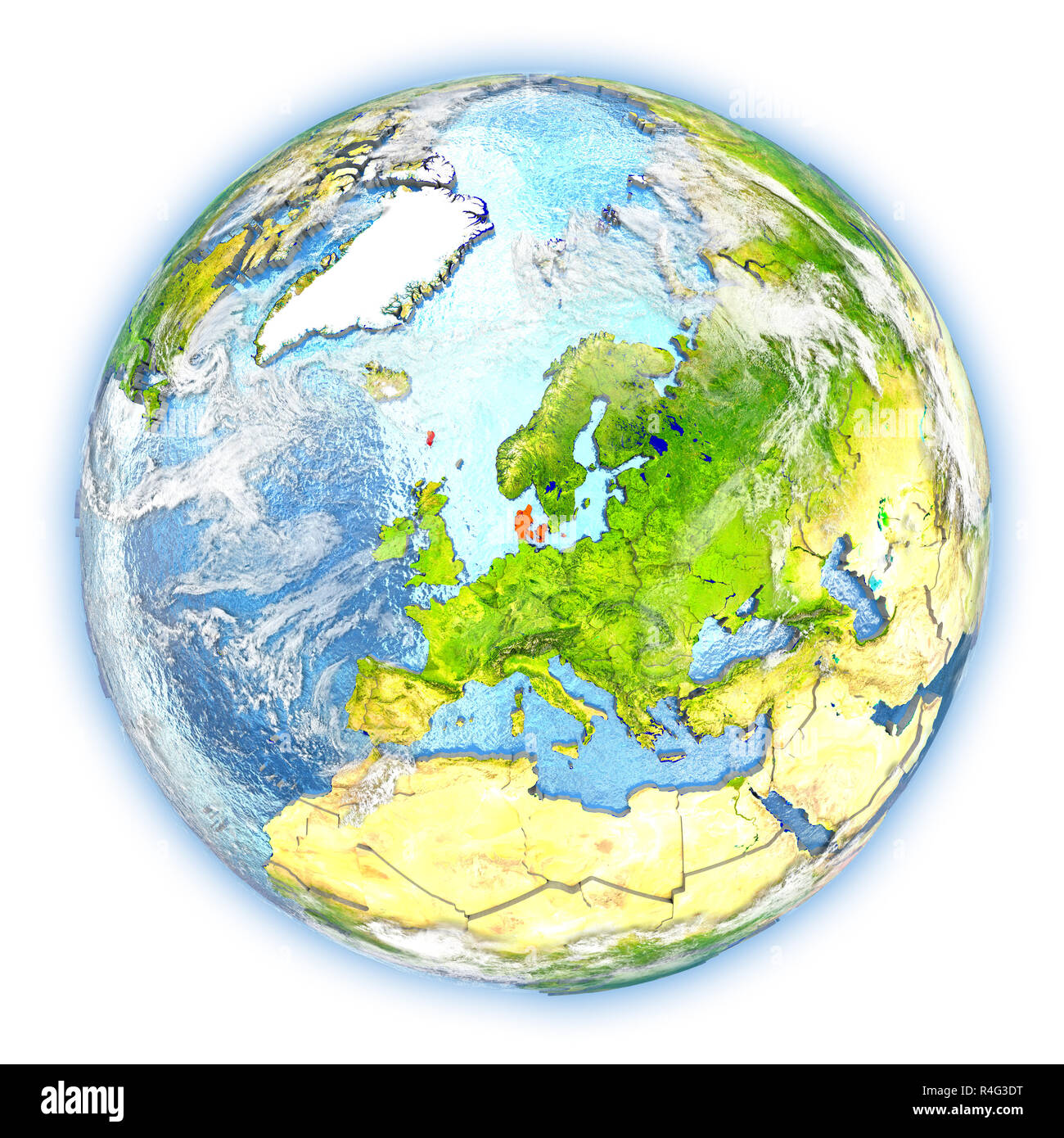 Denmark on 3d earth hi-res stock photography and images - Alamy