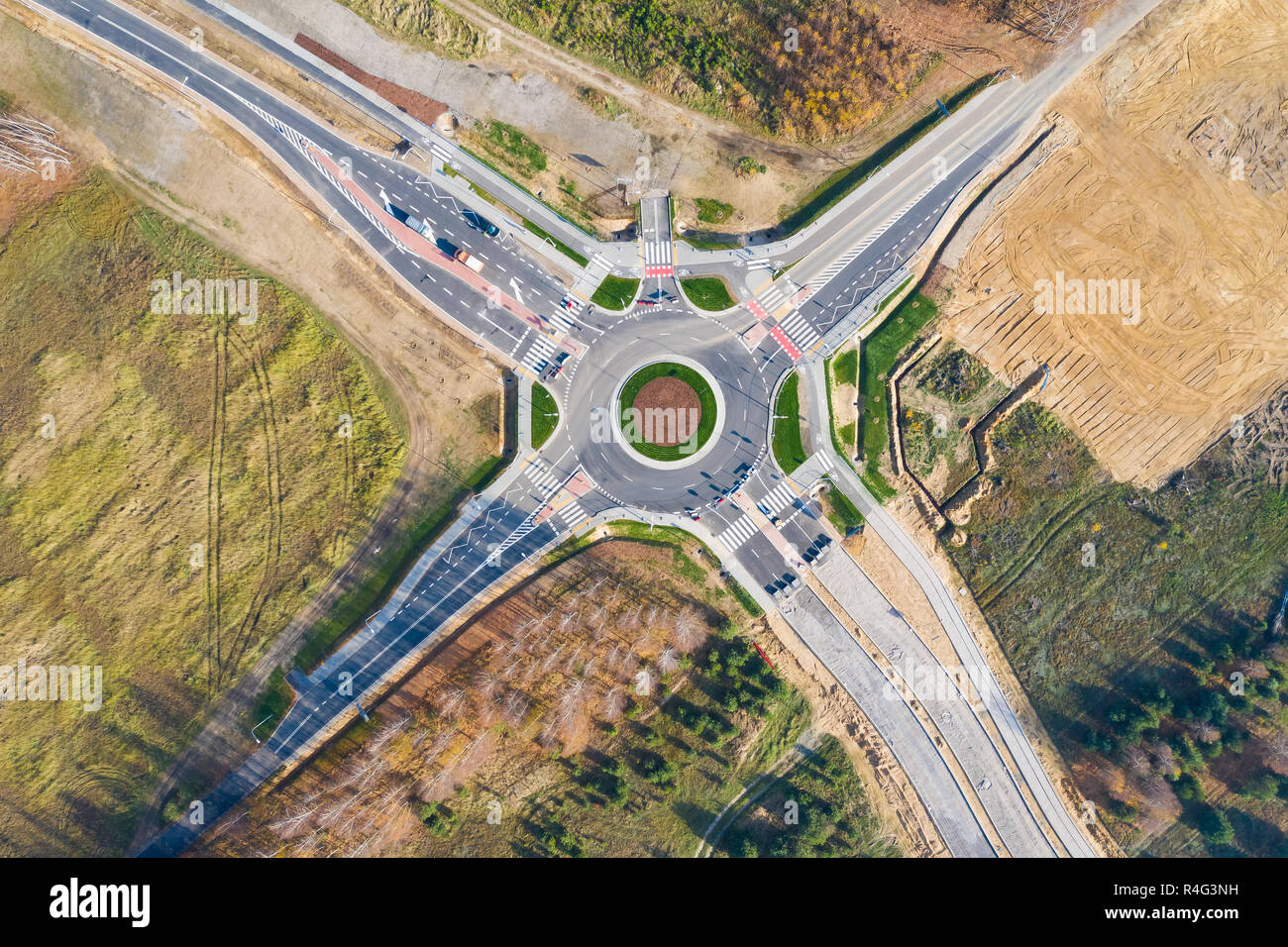roundabout during construction - view from above Stock Photo - Alamy
