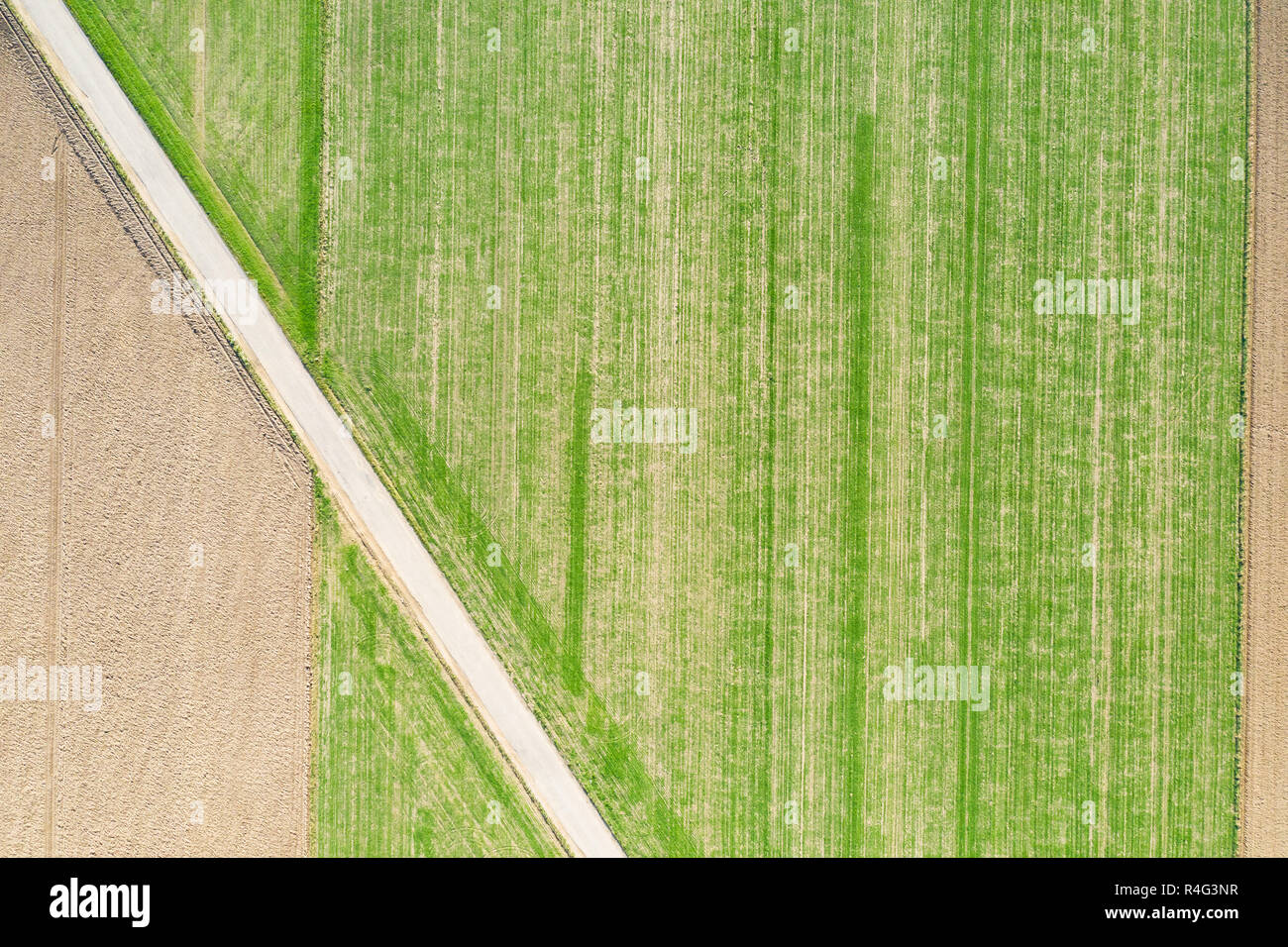 road among fields - view from above Stock Photo - Alamy