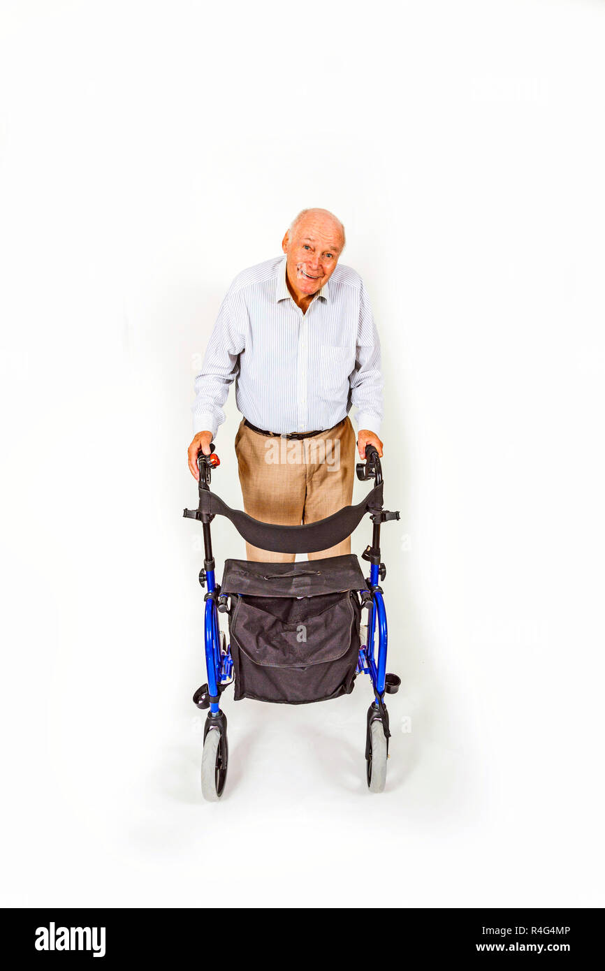 senior man with walking frame Stock Photo - Alamy