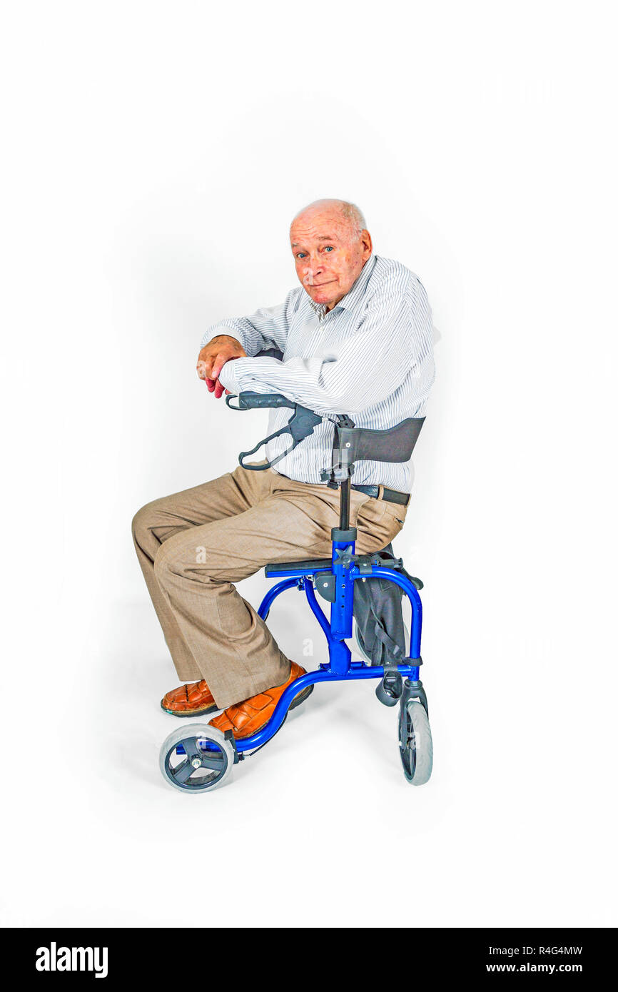 senior man with walking frame Stock Photo - Alamy