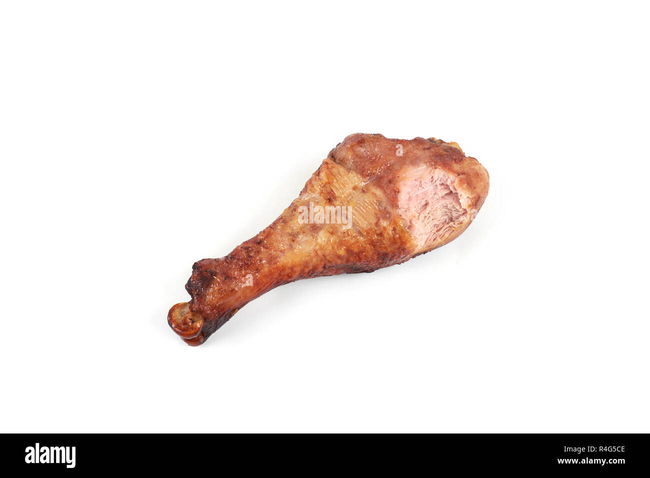 roasted turkey leg with bite taken, isolated on white background Stock ...
