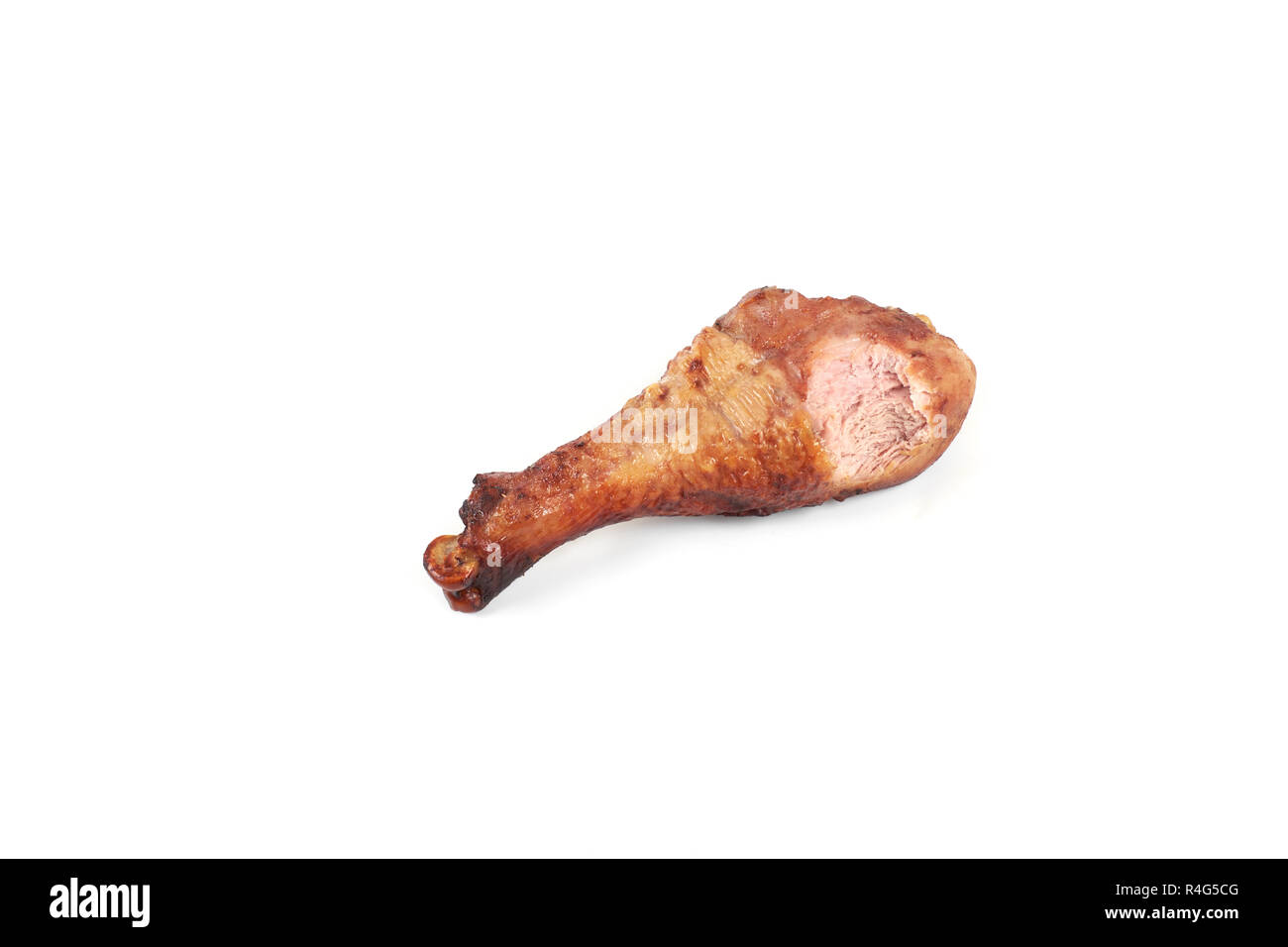 roasted chicken leg with bite taken, isolated on white background Stock ...