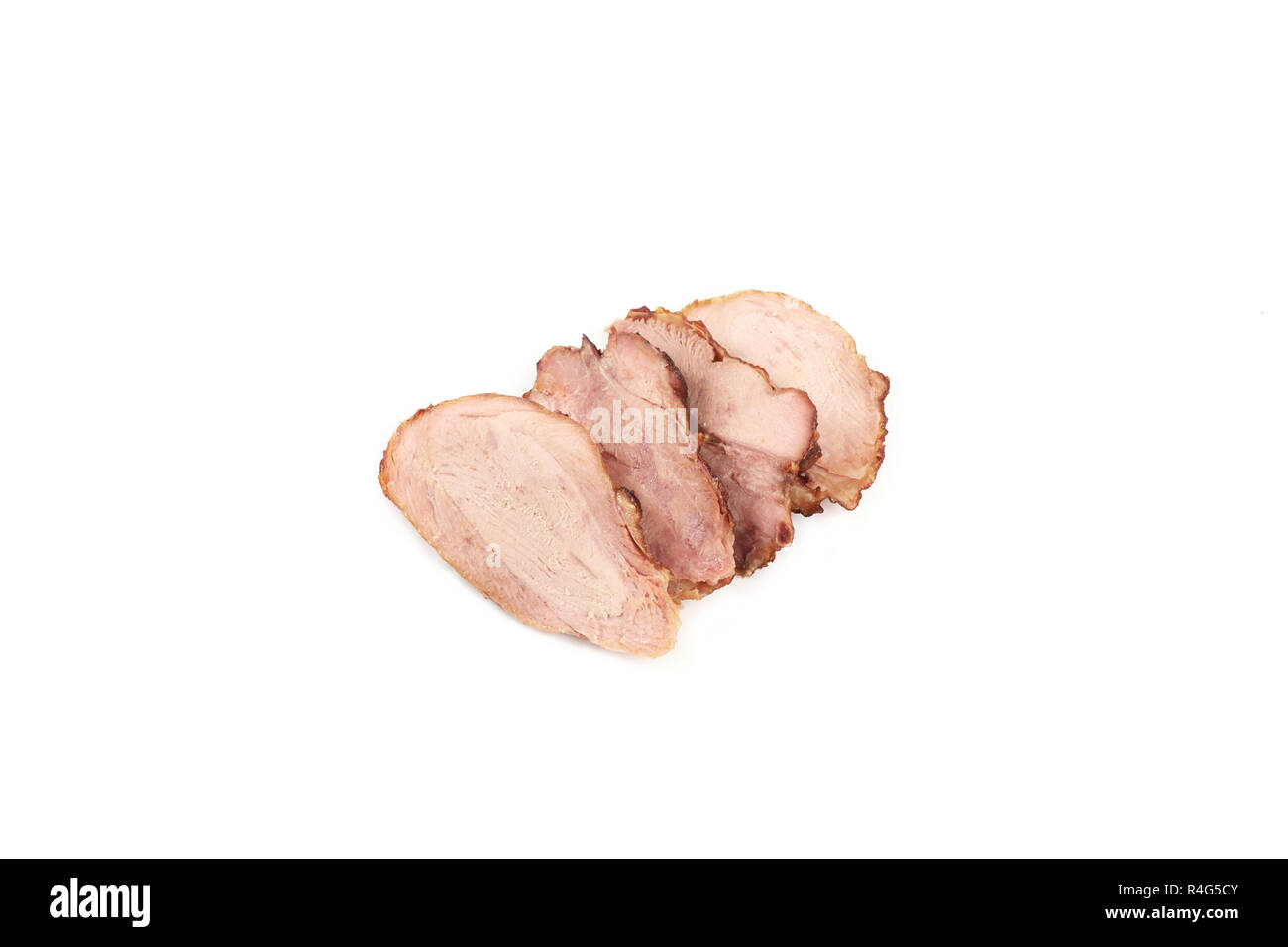 Slices of grilled chicken meat, isolated on white background Stock ...