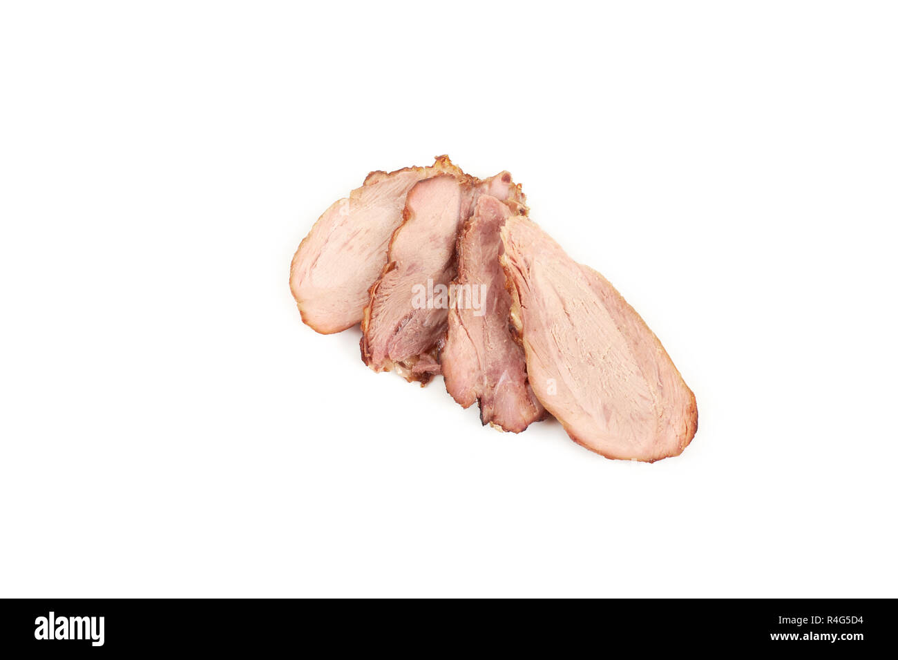 Slices of grilled turkey meat, isolated on white background Stock Photo ...