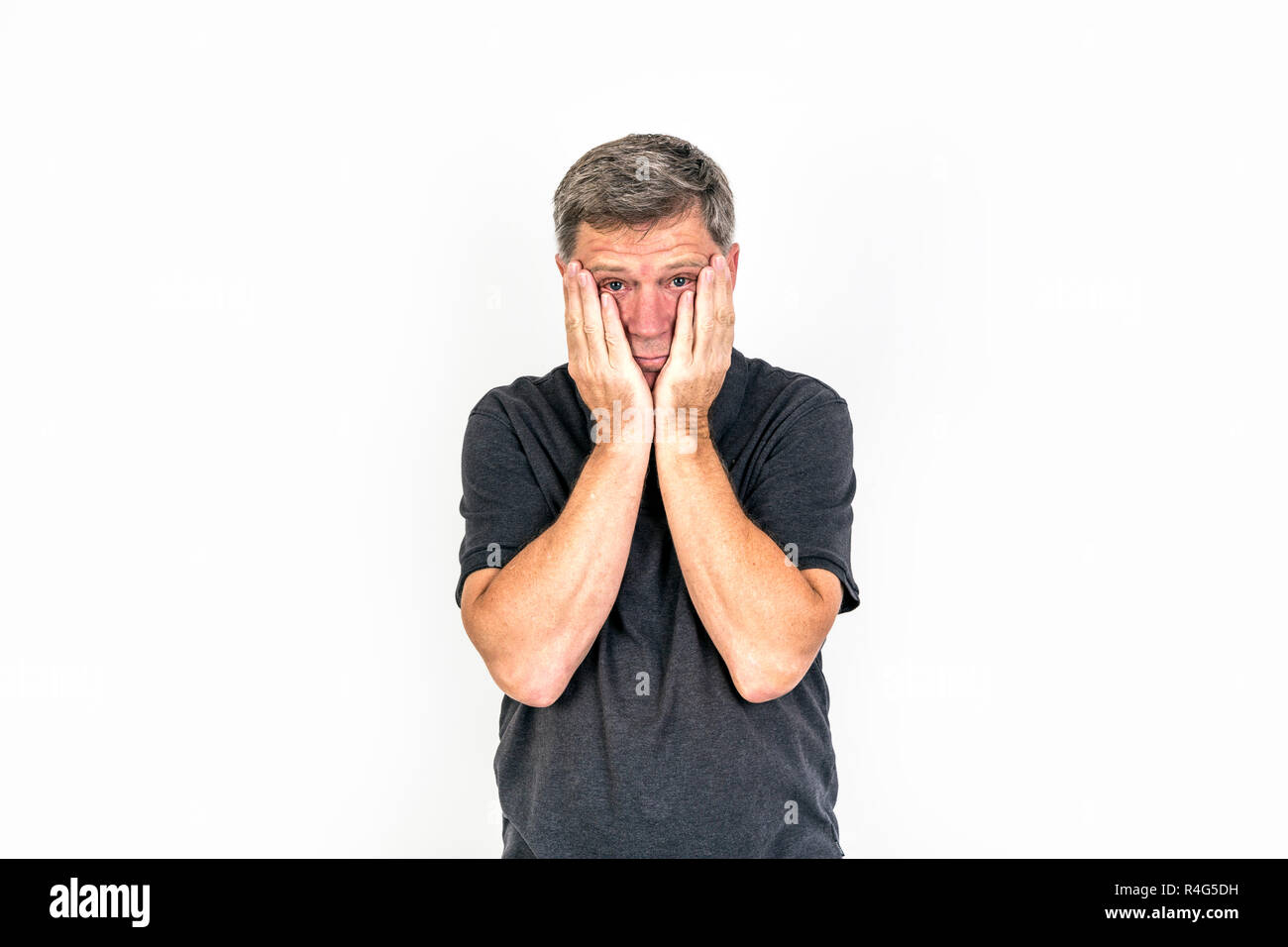 Man having problems, Isolated over white background Stock Photo - Alamy