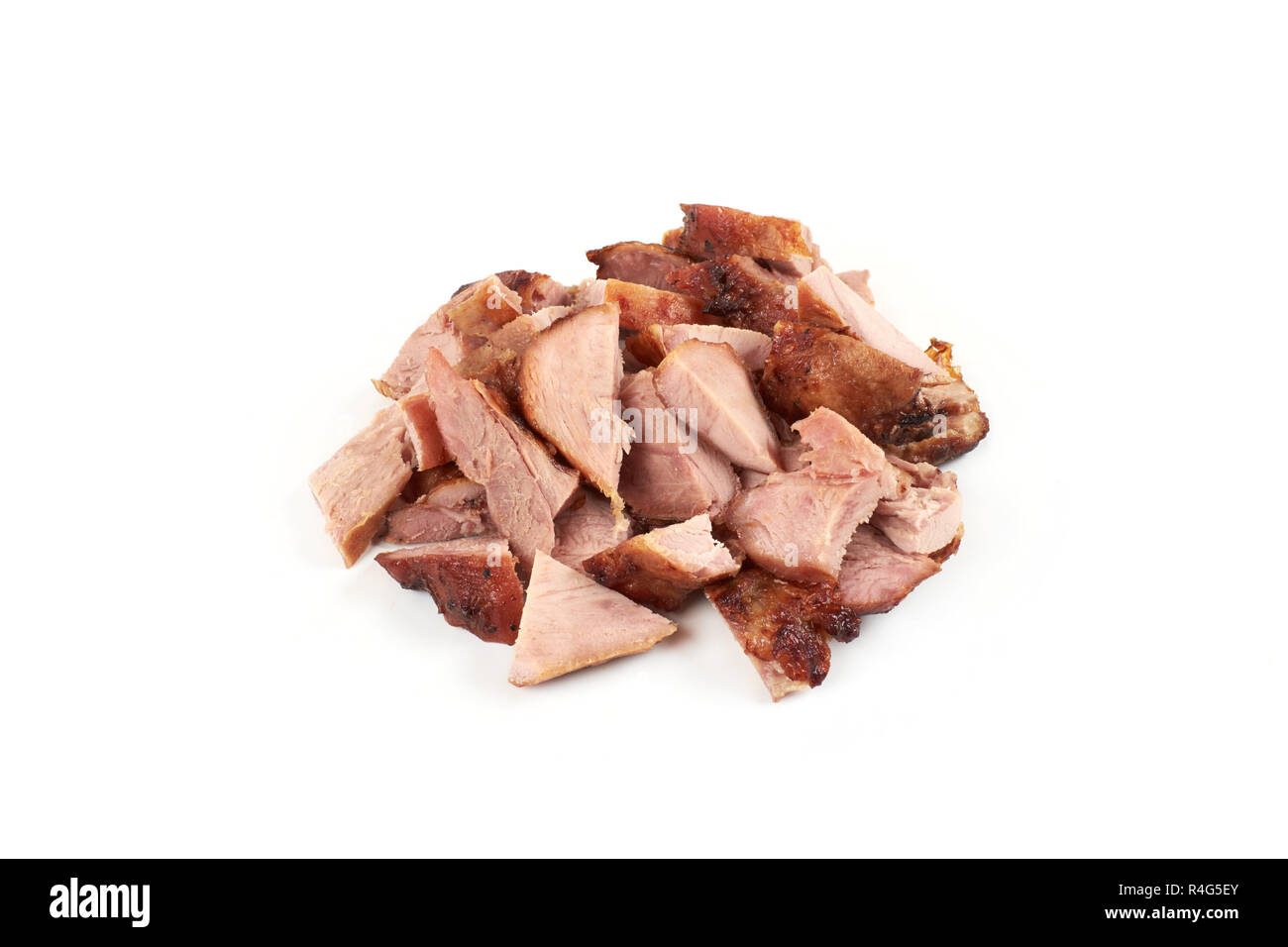 pieces of roasted chicken meat, isolated on white background Stock ...