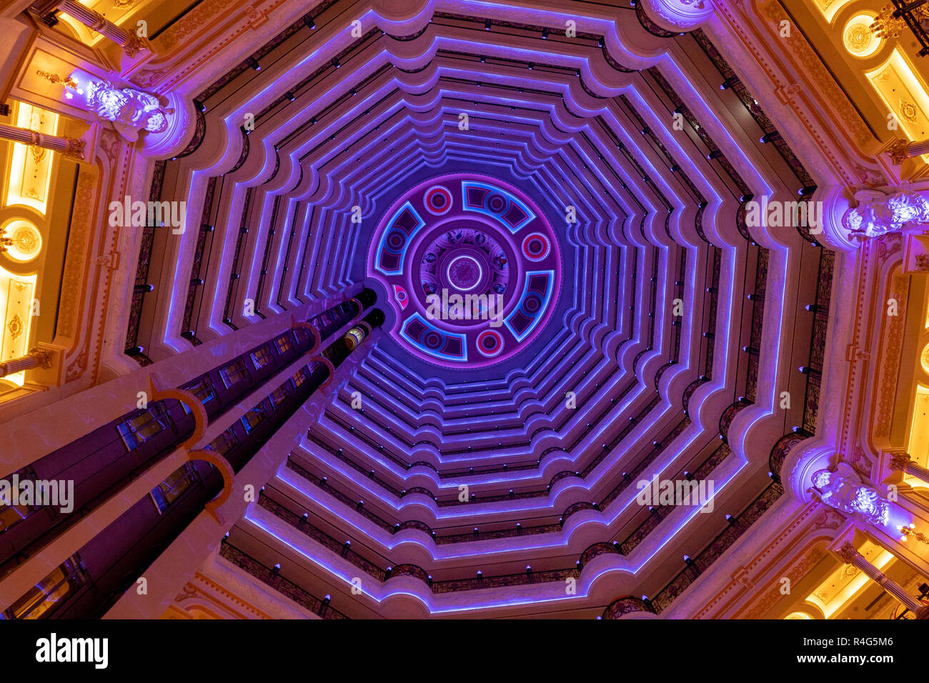 Building Interior showing Multi-colored Lights Stock Photo - Alamy