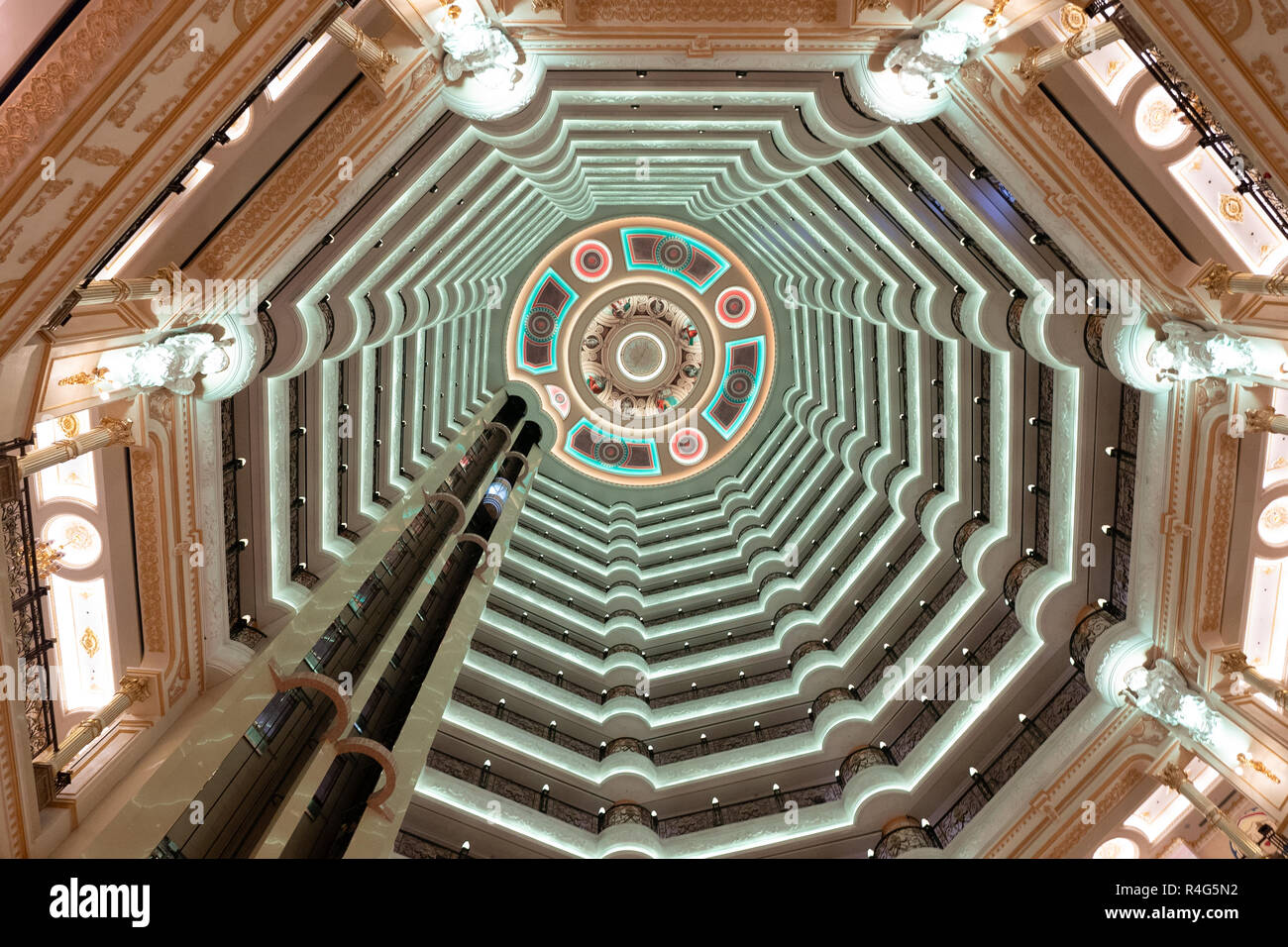 Building Interior showing Multi-colored Lights Stock Photo - Alamy
