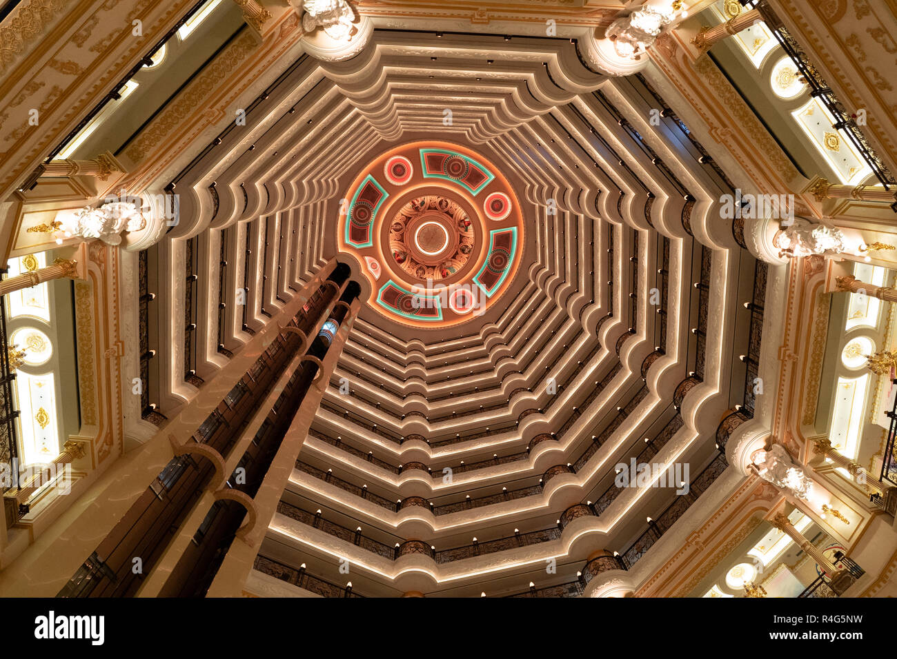 Building Interior showing Multi-colored Lights Stock Photo - Alamy