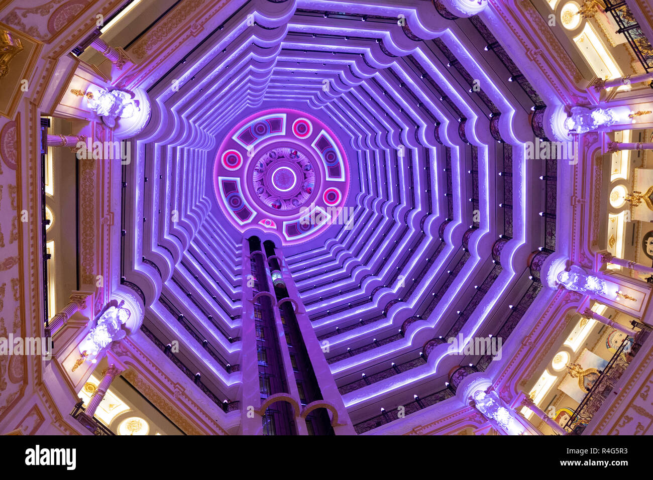 Building Interior showing Multi-colored Lights Stock Photo - Alamy