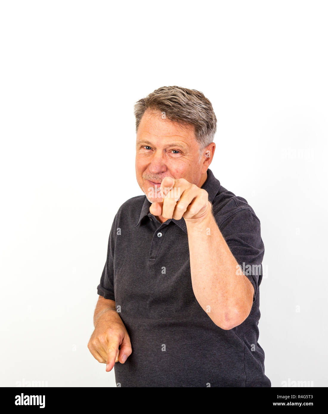 man looking at camera. Isolated over white Stock Photo - Alamy