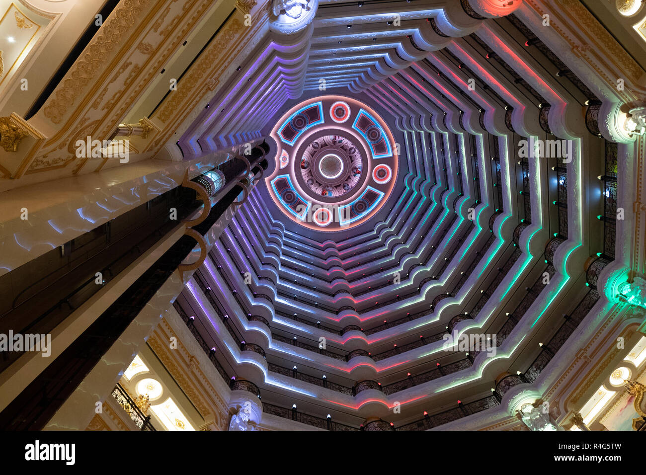 Building Interior showing Multi-colored Lights Stock Photo - Alamy