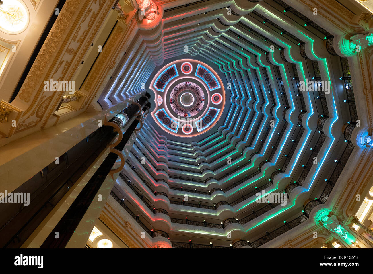 Building Interior showing Multi-colored Lights Stock Photo - Alamy