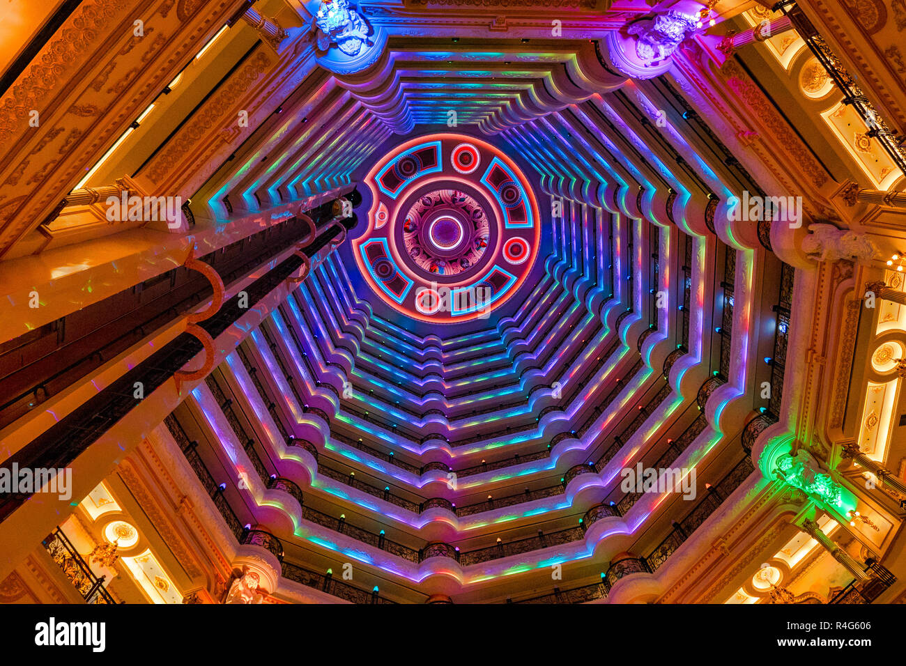 Building Interior showing Multi-colored Lights Stock Photo - Alamy