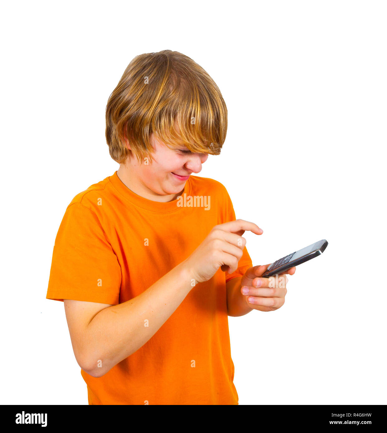 boy is using the mobile Stock Photo - Alamy