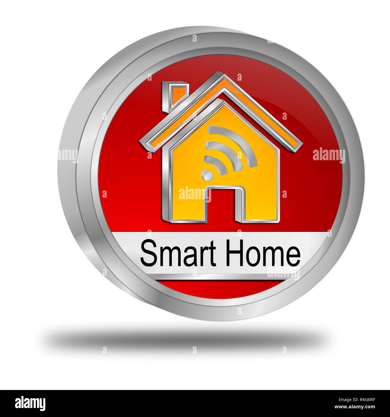 red Smart Home Button - 3D illustration Stock Photo - Alamy