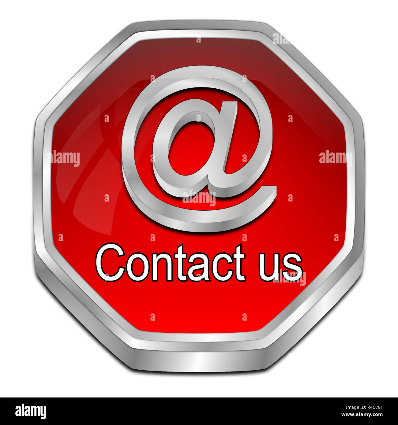 red Button contact us - 3D illustration Stock Photo - Alamy