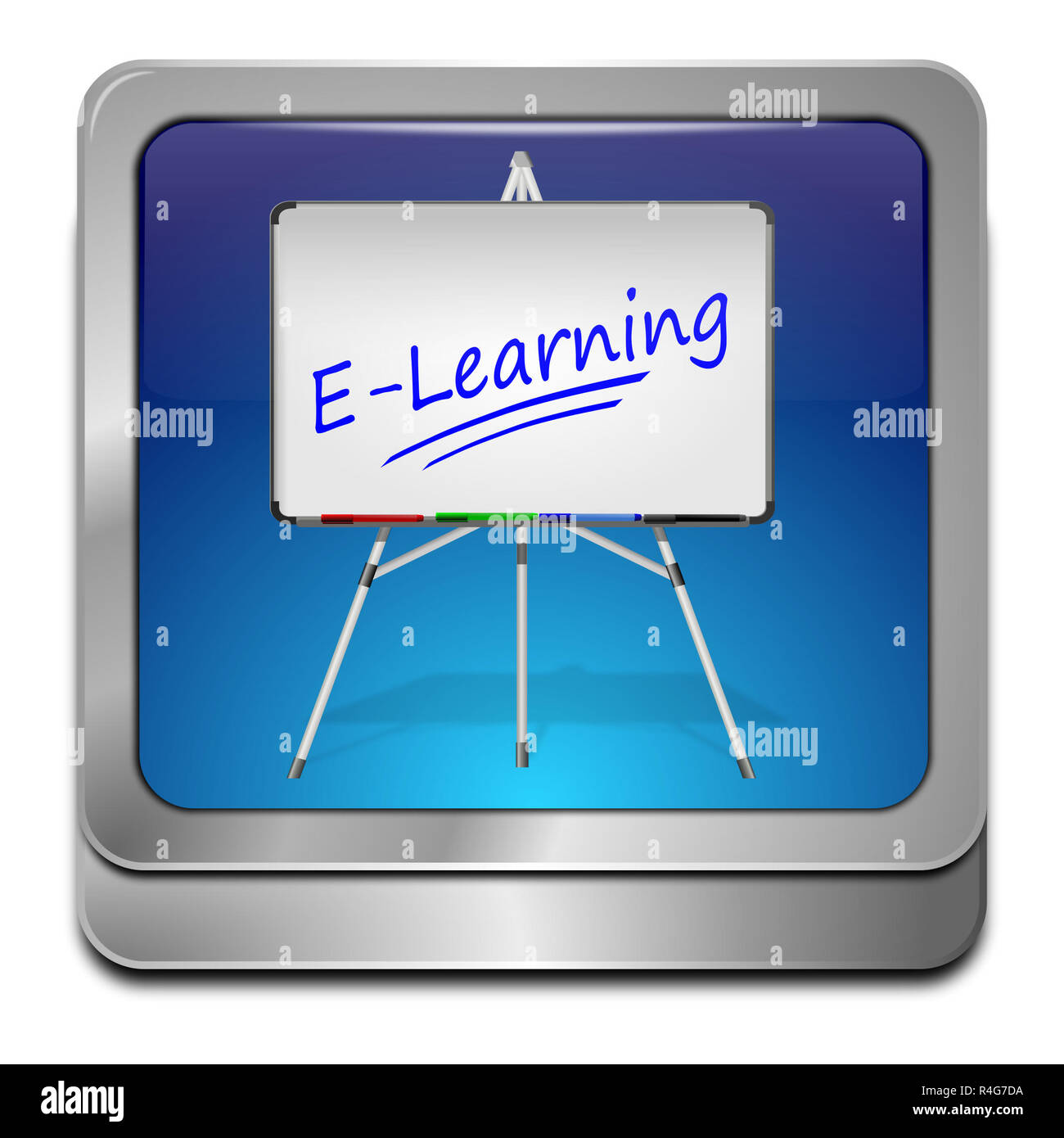 blue E-Learning Button- 3D illustration Stock Photo - Alamy