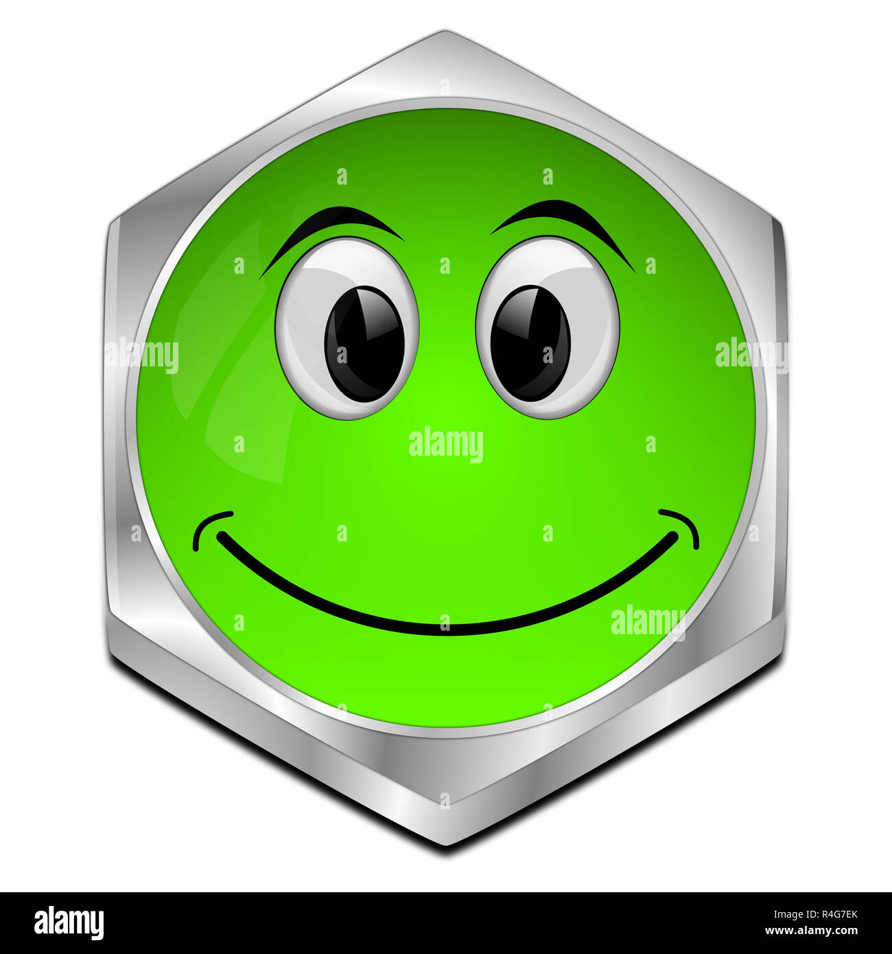 Button with smiling face - 3D illustration Stock Photo - Alamy