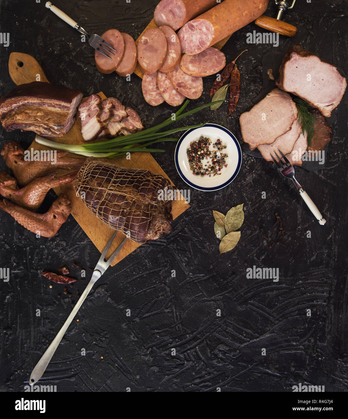 Set of different meat food Stock Photo - Alamy