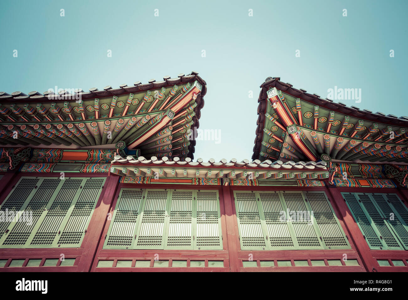 Detail of Traditional Korean Roof, Colourful Decorated Ornament for ...