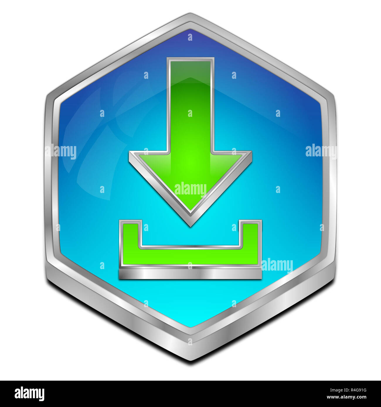 glossy blue Download button - 3D illustration Stock Photo - Alamy