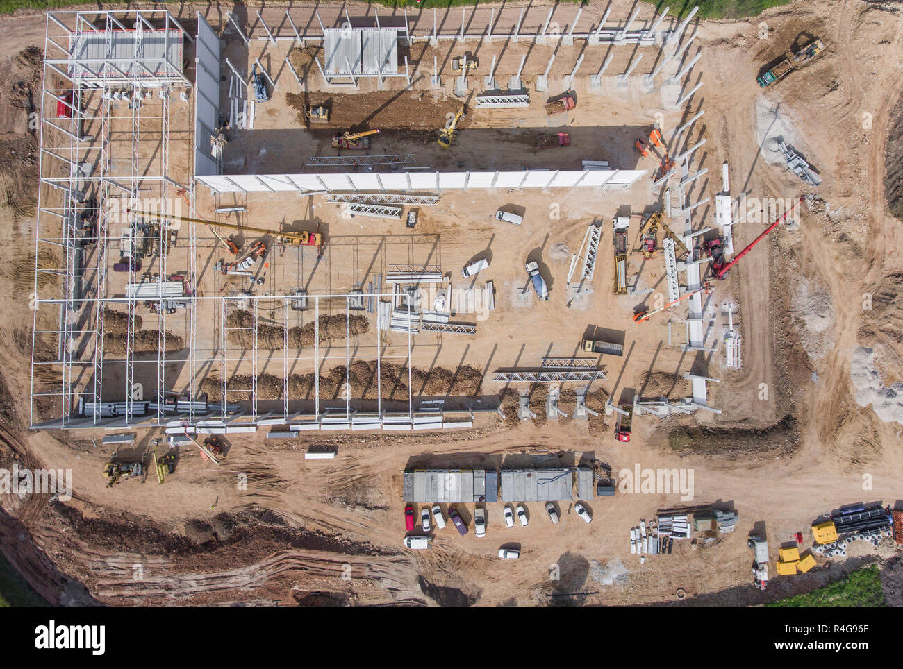 Aerial view above machinery constructing hi-res stock photography and ...