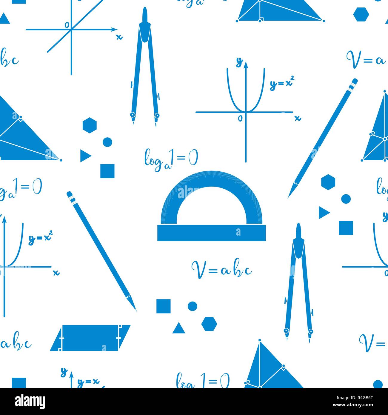 Mathematical scientific vector seamless pattern with geometry plots ...