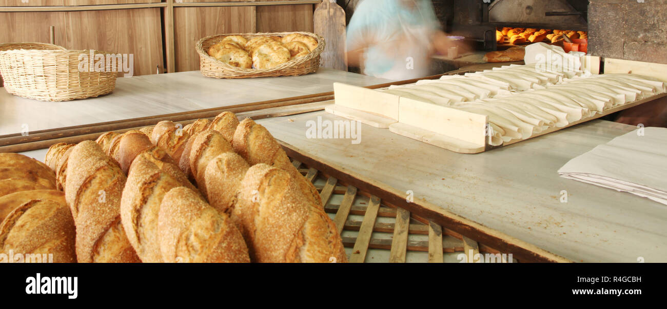 baked breads in the oven Stock Photo - Alamy