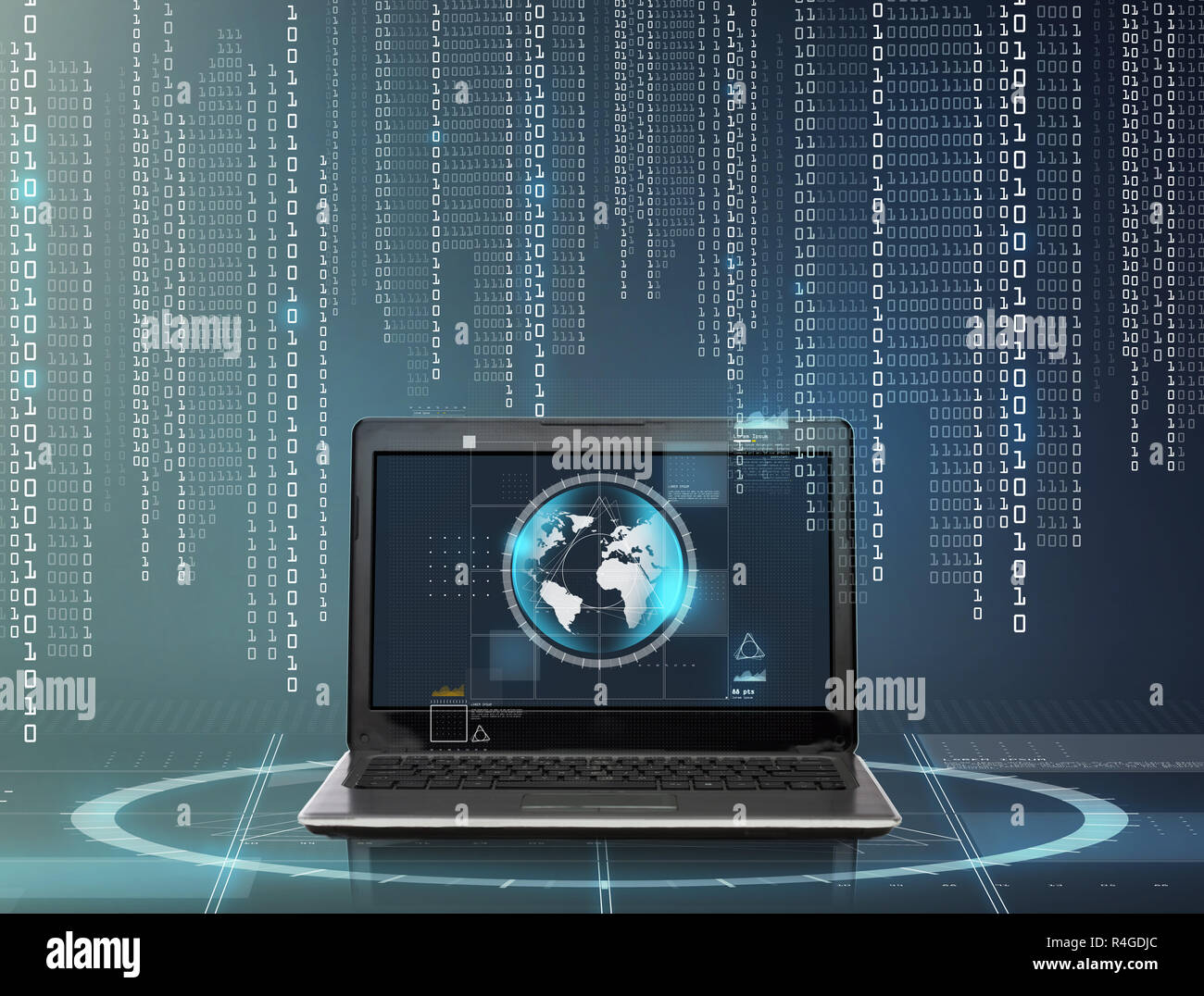 laptop computer with earth globe on screen Stock Photo - Alamy