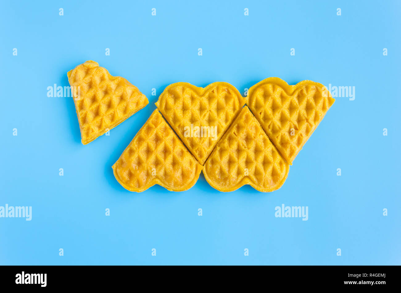 5 Pieces in Row Waffle on Blue Pastel Background Minimalist Style ...
