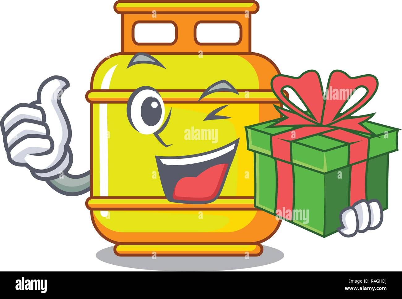 With gift creative in gas cartoon tank container Stock Vector Image ...