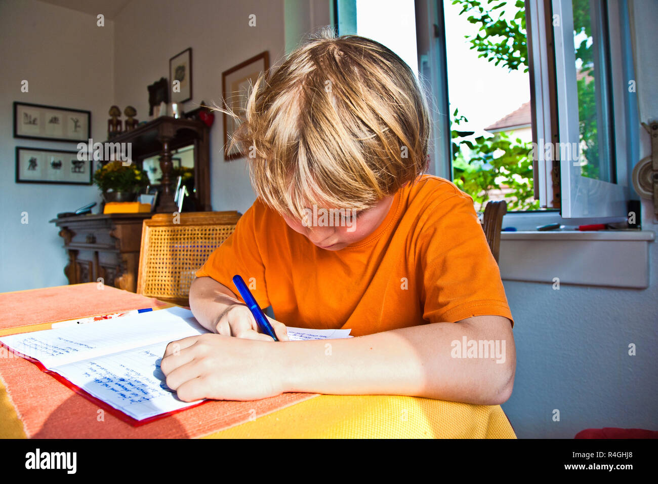 boy doing his homework for school Stock Photo - Alamy