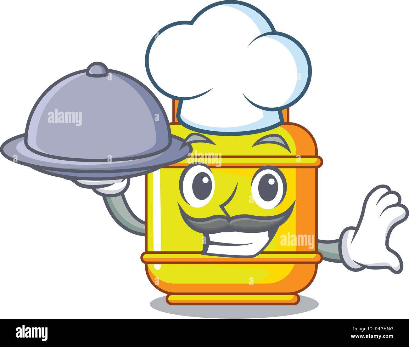 Chef with food creative in gas cartoon tank container Stock Vector ...