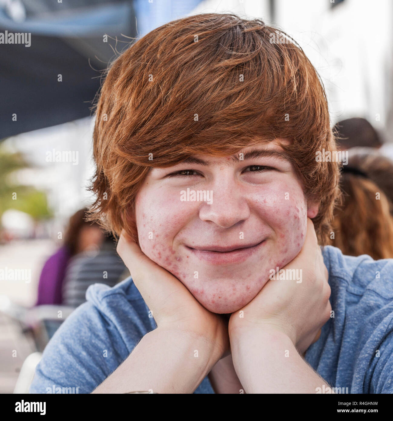 outdoor portrait of relaxed cute young boy Stock Photo - Alamy