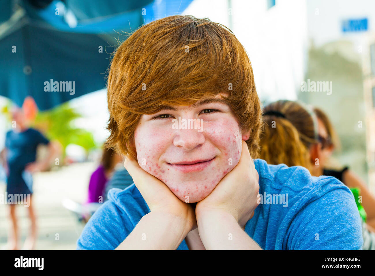 outdoor portrait of relaxed cute young boy Stock Photo - Alamy