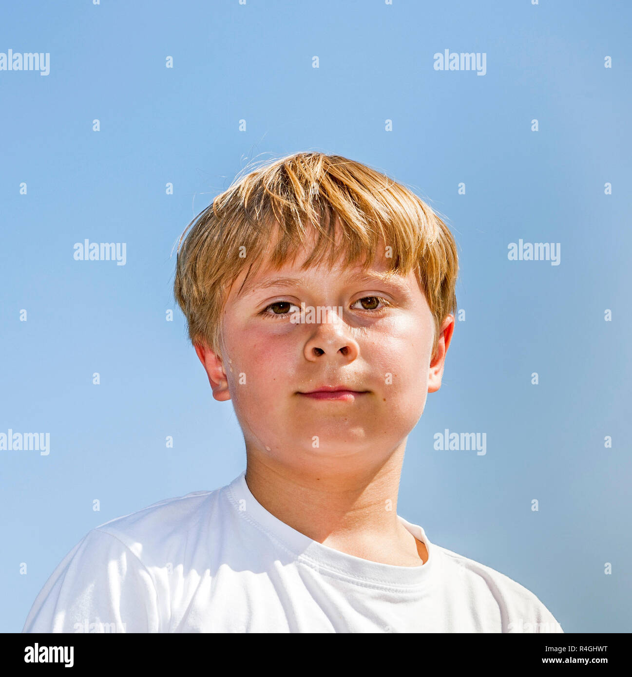 happy boy is smiling, sweating from sports Stock Photo - Alamy