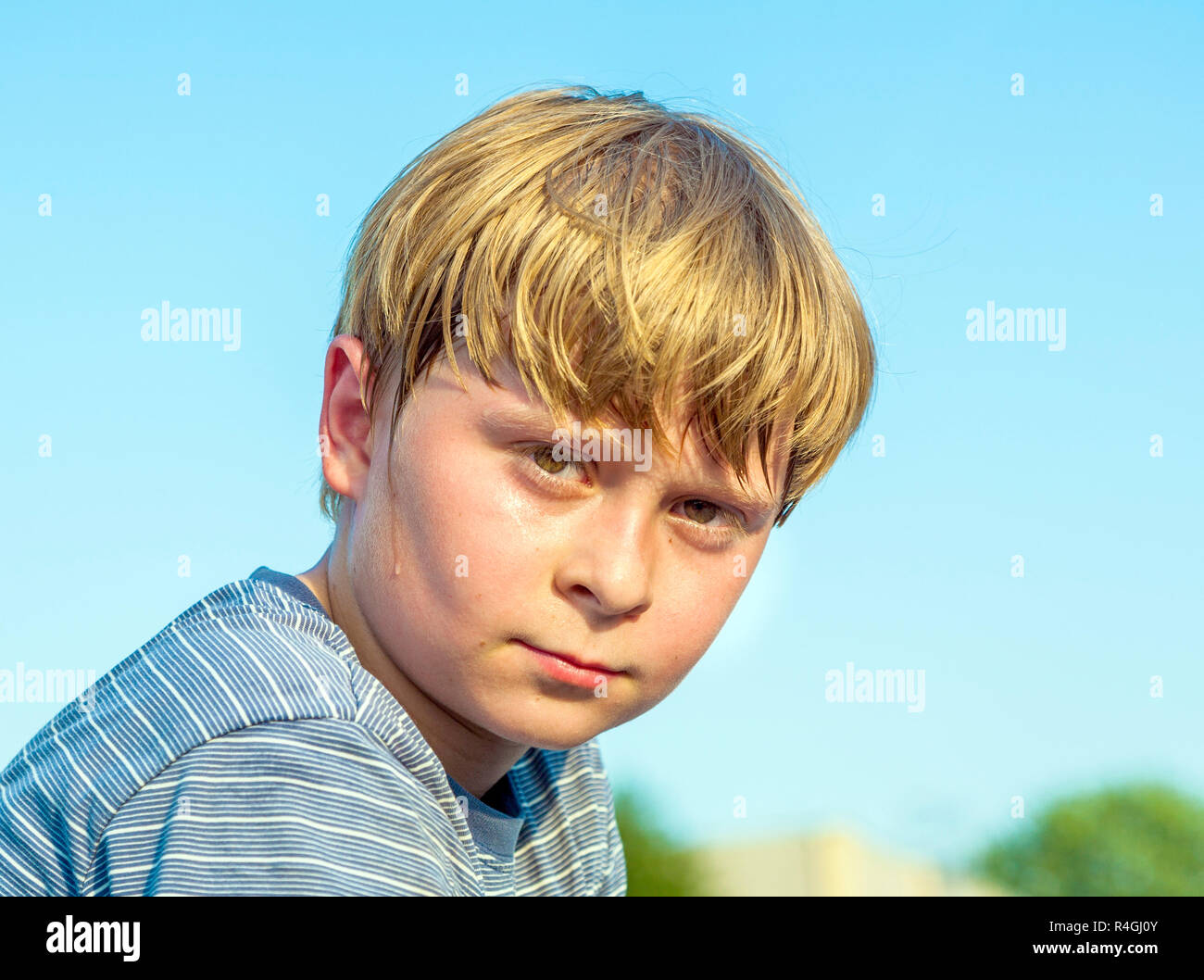 boy with sweating face Stock Photo - Alamy
