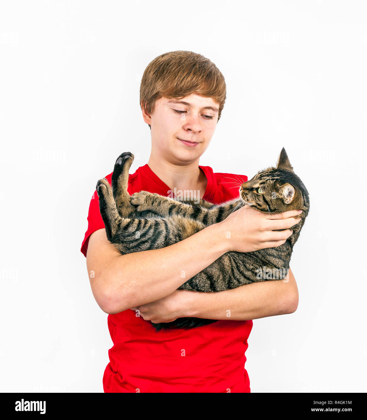 boy hugging with his cute cat Stock Photo - Alamy