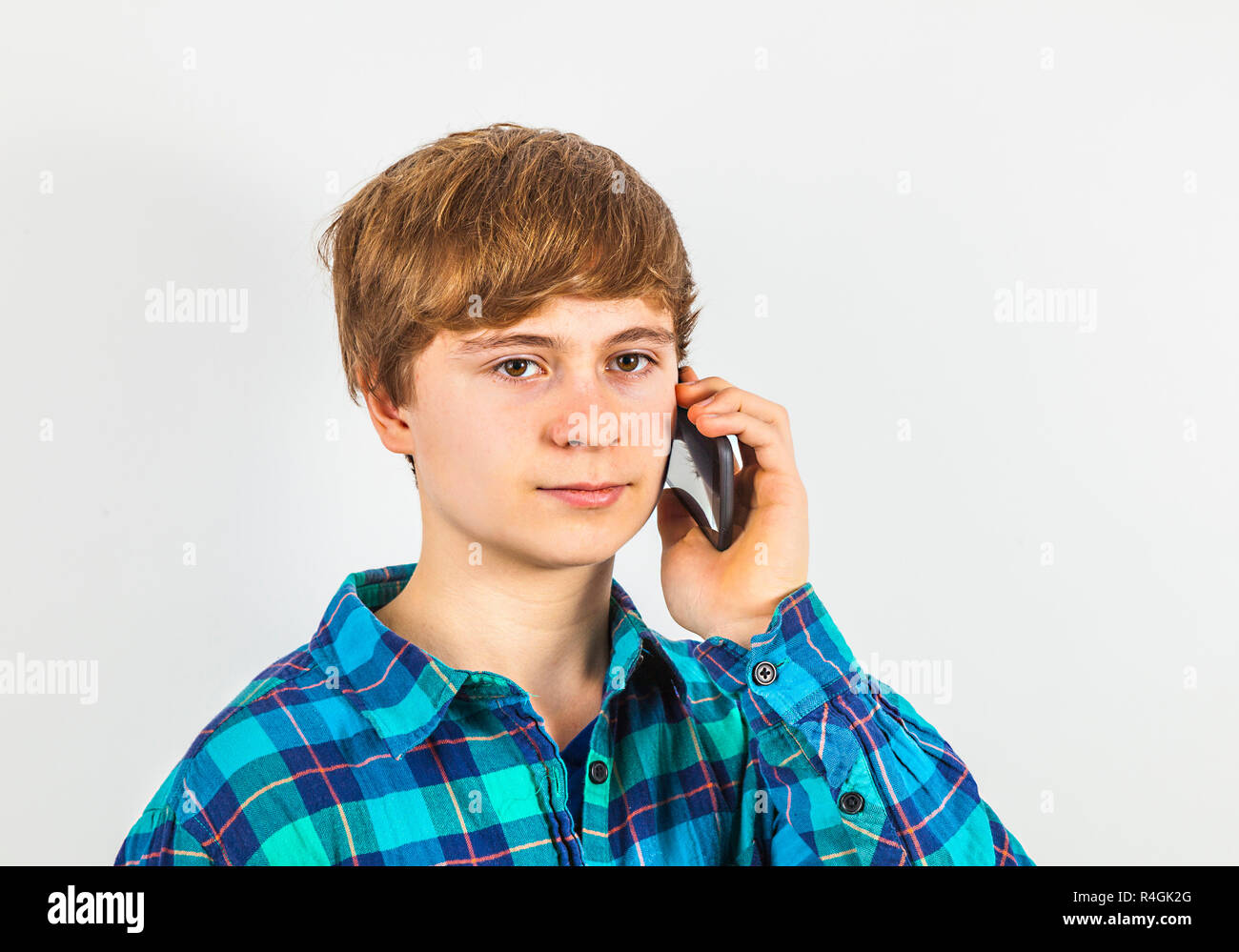 boy with a mobile phone Stock Photo - Alamy