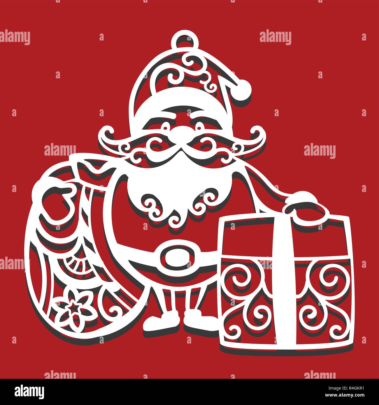 Christmas bag holding gift Stock Vector Images - Alamy