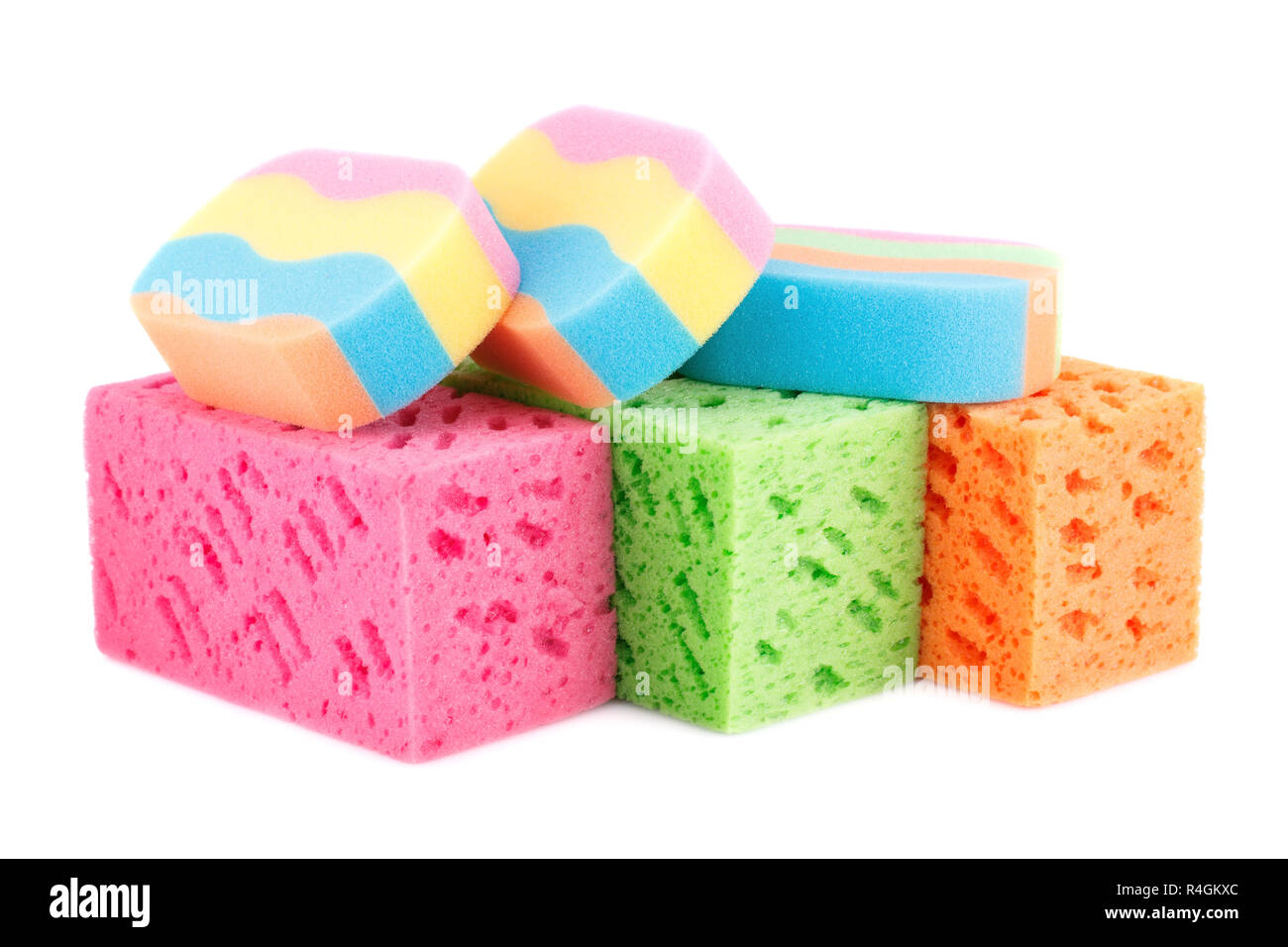 Colorful sponges isolated on white background Stock Photo - Alamy