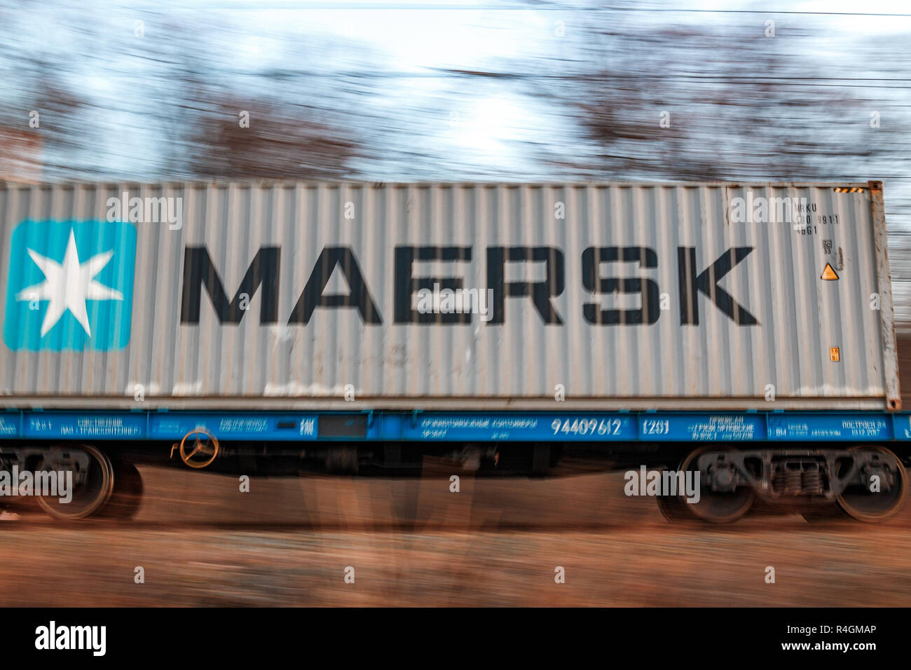 Maersk container on a trailer hi-res stock photography and images - Alamy