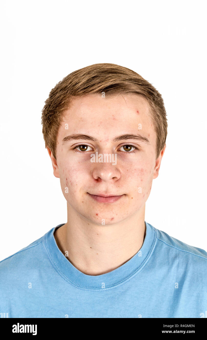 cool boy with blue shirt posing in studio Stock Photo - Alamy