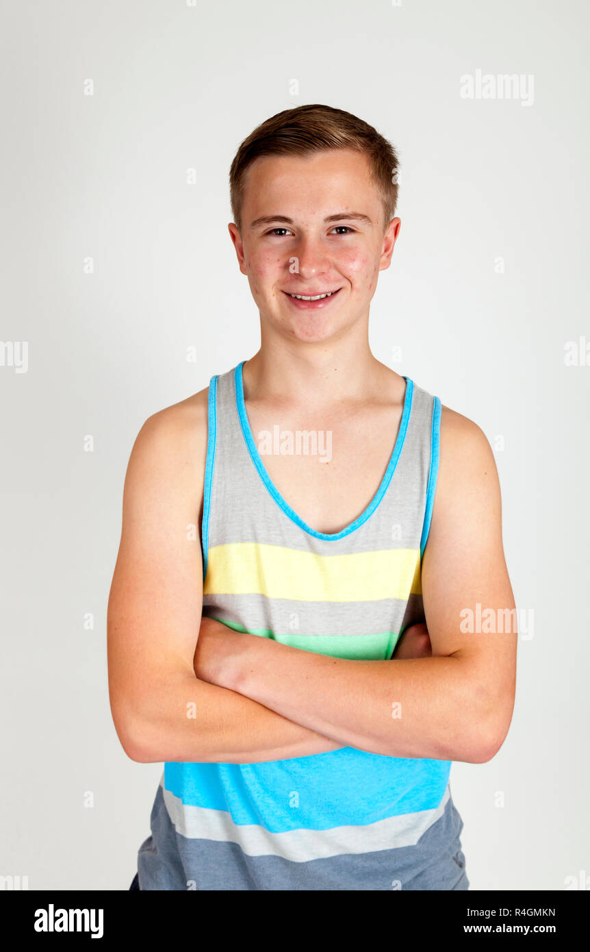 Portrait of a positive adolescent boy in puberty Stock Photo - Alamy
