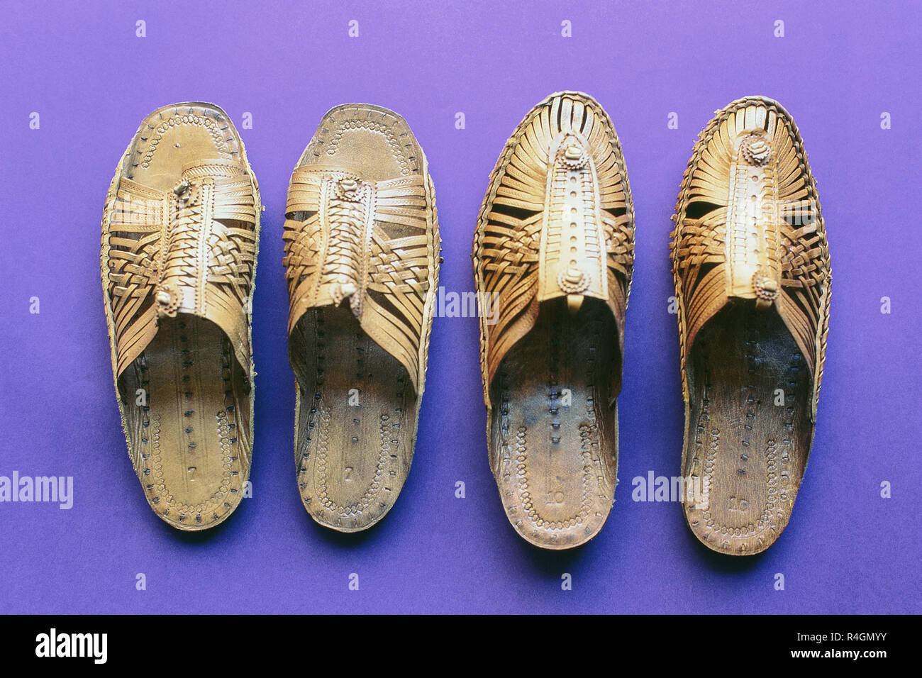 Pair of Kolhapuri Leather Chappals, Kolhapur, Maharashtra, India, Asia ...