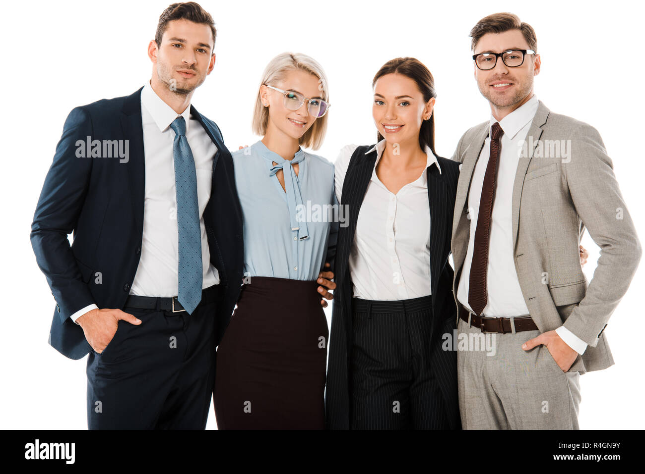 professional successful business team hugging together isolated on ...